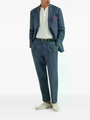 Brunello Cucinelli Houndstooth Pleated Trousers - Blue