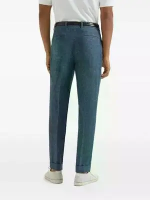 Brunello Cucinelli Houndstooth Pleated Trousers - Blue
