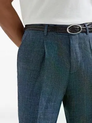 Brunello Cucinelli Houndstooth Pleated Trousers - Blue