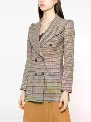 Chloé Houndstooth Print Double-breasted Blazer