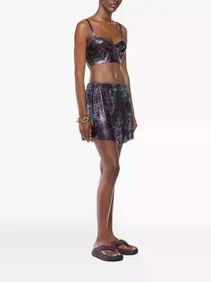 Rabanne Palm-tree Cropped Top - Purple
