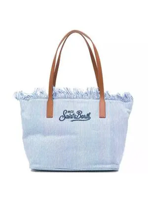 MC2 SAINT BARTH Fringed Striped Tote Bag - Blue