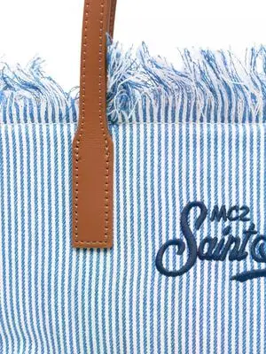 MC2 SAINT BARTH Fringed Striped Tote Bag - Blue