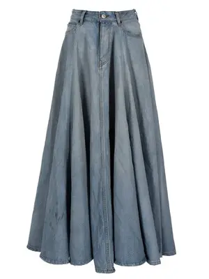 Balenciaga Long Godet Skirt - Blue