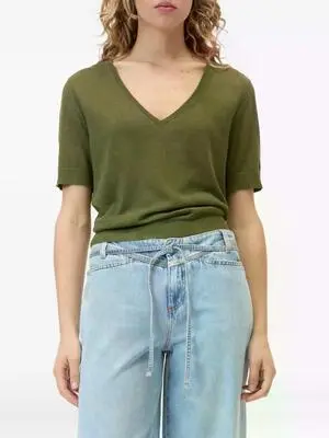 Closed Short-sleeve Sweater - Green