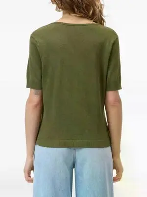 Closed Short-sleeve Sweater - Green