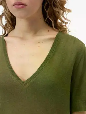 Closed Short-sleeve Sweater - Green