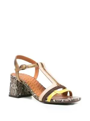 Chie Mihara Liluice T-strap Snake-effect Sandals - Brown