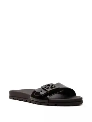 Tory Burch Logo-buckle Slides - Brown