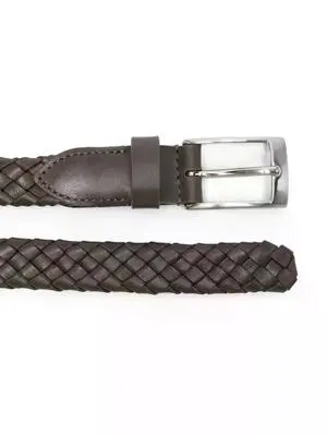 Canali Braided Leather Belt - Brown