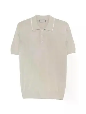 Canali Ribbed Piping Polo Shirt - Neutrals