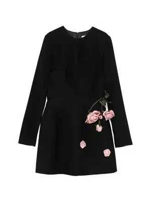 CRISTINA SAVULESCU Floral-appliqué Mini Dress - Black