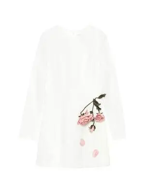 CRISTINA SAVULESCU Floral Detail Long Sleeve Mini Dress - White