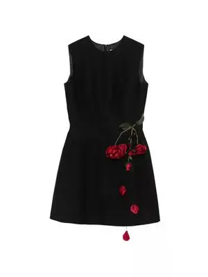 CRISTINA SAVULESCU Floral-appliqué Mini Dress - Black