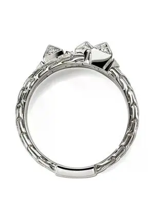 John Hardy Sterling Diamond Triple Row Ring