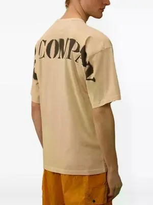 C.P. COMPANY 1020 Jersey Short Sleeve Stencil T-shirt - Neutrals