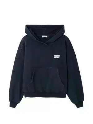 American Vintage Logo-print Pocket Hoodie - Blue