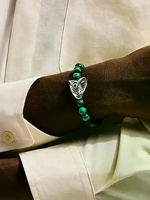 John Hardy Legends Cobra Malachite Bead Bracelet - Silver
