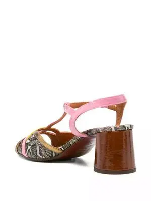Chie Mihara Ryejo T-strap Snakeskin Sandals - Brown
