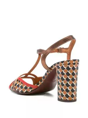 Chie Mihara Bejo T-strap Patterned Leather Sandals - Brown