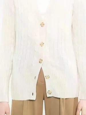 N.peal Cable-knit V-neck Cardigan - Neutrals