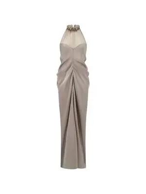 OUDE WAAG Ruched Halterneck Maxi Dress