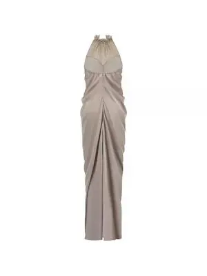 OUDE WAAG Ruched Halterneck Maxi Dress