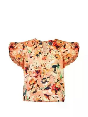 Ulla Johnson Abril Floral Puffed-sleeves Blouse - Orange