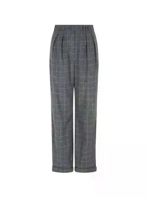Emporio Armani Check-motif Flannel Trousers - Grey