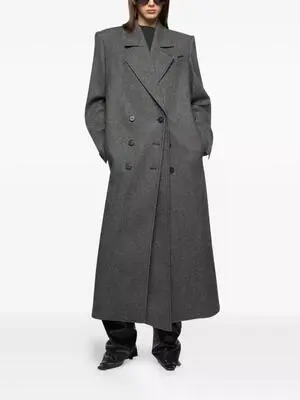 Attico Double-breasted Long Coat - Grey