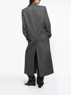 Attico Double-breasted Long Coat - Grey