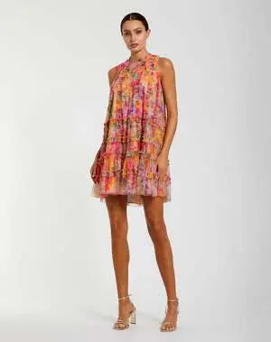 Printed Ruffled Mini Dresses