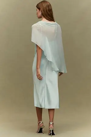 Bhldn Satin Chiffon Cape Dress