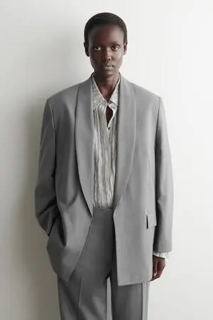 Cos Shawl-collar Wool Blazer - Gray