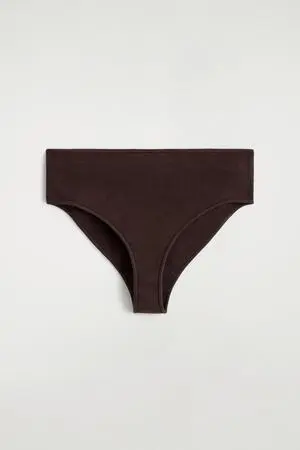 Cos Ribbed Silk Micro Shorts - Brown