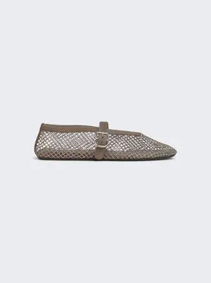Alaïa Ballet Flats In Crystal Strass Fishnet - Silver
