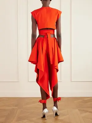 Alaïa Paneled Ruffled Wide-leg Pants - Red