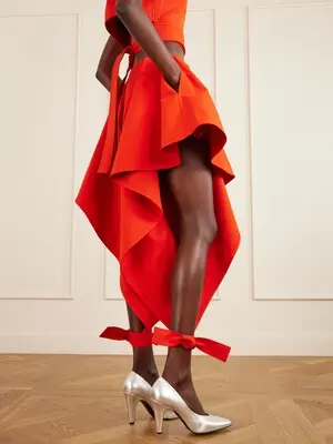 Alaïa Paneled Ruffled Wide-leg Pants - Red
