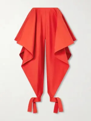 Alaïa Paneled Ruffled Wide-leg Pants - Red