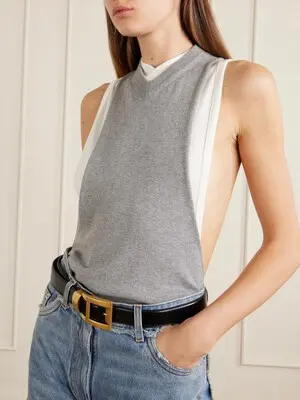 Versace Cut-out Knitted Cotton Vest - Gray