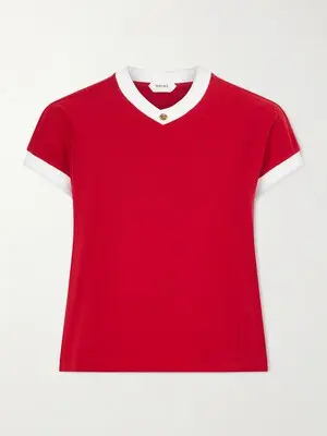 Versace Embellished Cotton-blend Jersey T-shirt - Red