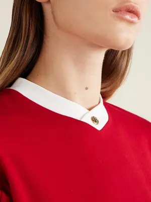 Versace Embellished Cotton-blend Jersey T-shirt - Red