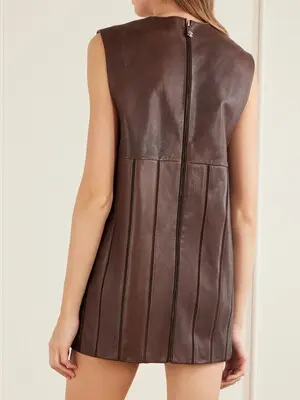 Versace Patchwork Suede-trimmed Leather Mini Dress - Brown