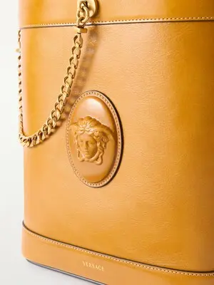 Versace Pivot Small Leather Bucket Bag