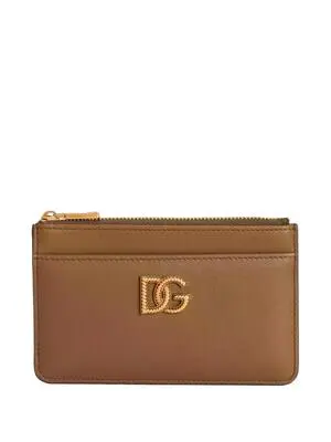 Dolce & Gabbana Calfskin Card Holder With Dg Logo - Brown