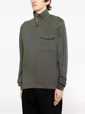 C.P. COMPANY Diagonal Raised Half-zip Sweatshirt - Green