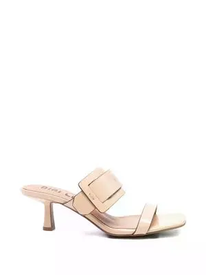 BIBI LOU Buckled Leather Mules - Neutrals