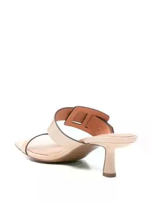 BIBI LOU Buckled Leather Mules - Neutrals