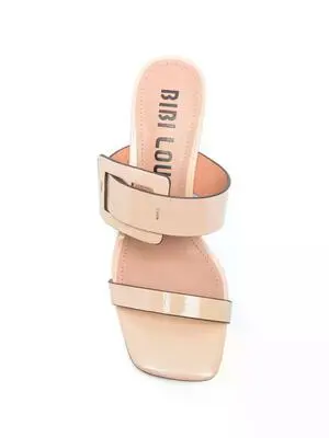 BIBI LOU Buckled Leather Mules - Neutrals