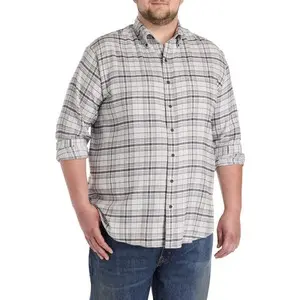 HARBOR BAY BY DXL Big & Tall Large Plaid Flannel Sport Shirt V2 - Grey